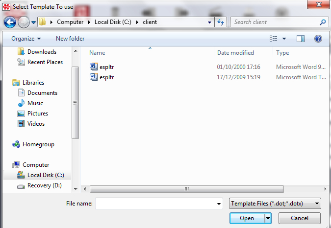 Microsoft Word Interface